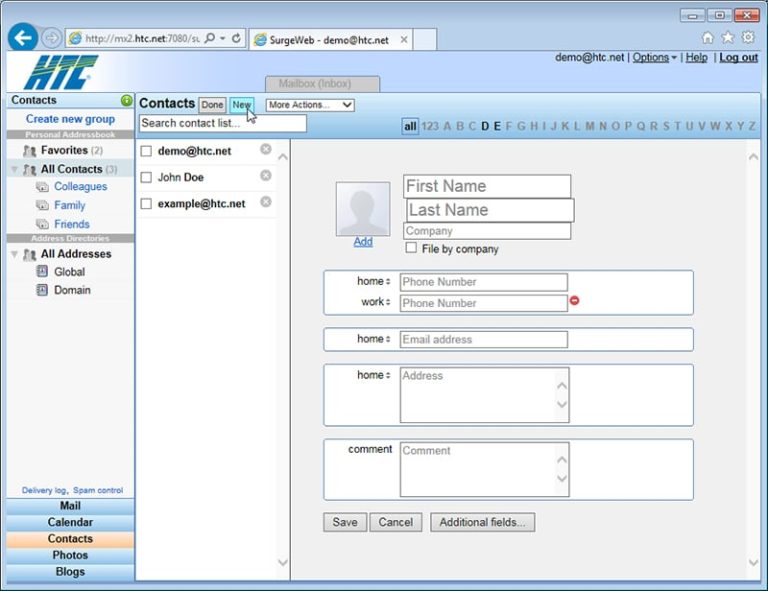 SurgeWeb Contacts | Web-Based Email | HTC | Waterloo IL